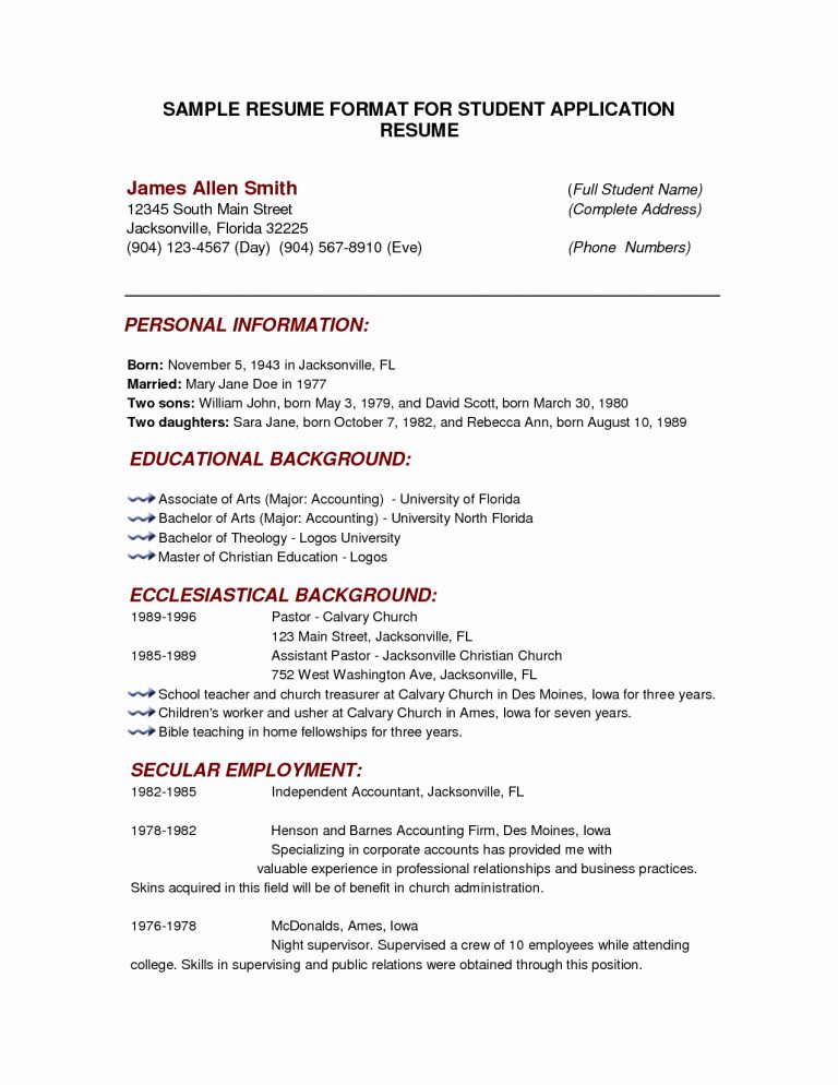 College Resume Template Cv Samples For Students Inspirational Resume ...
