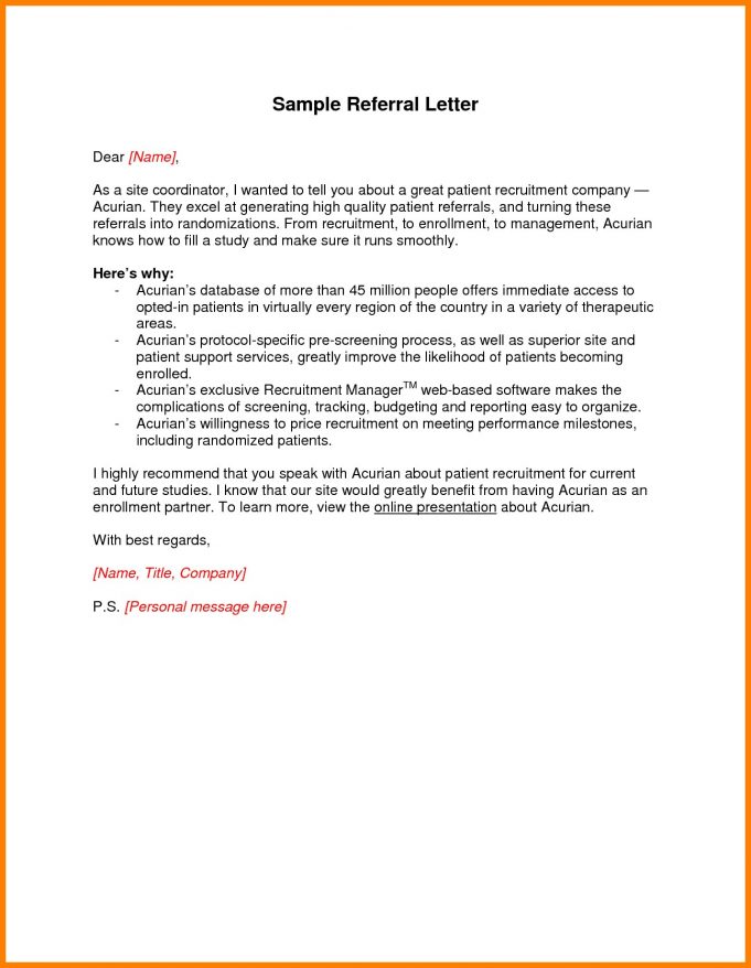Cover Letter Example Medical Medical Letter Referral Template New ...