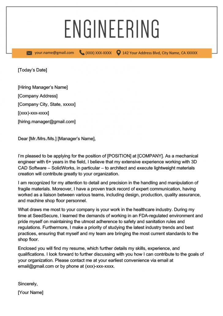 Cover Letter Example Templates Engineering Cover Letter Templates ...