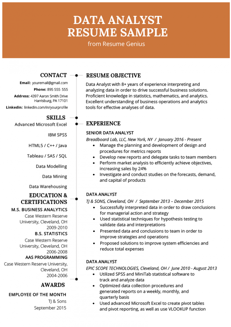 Data Analyst Resume - wikiresume.com