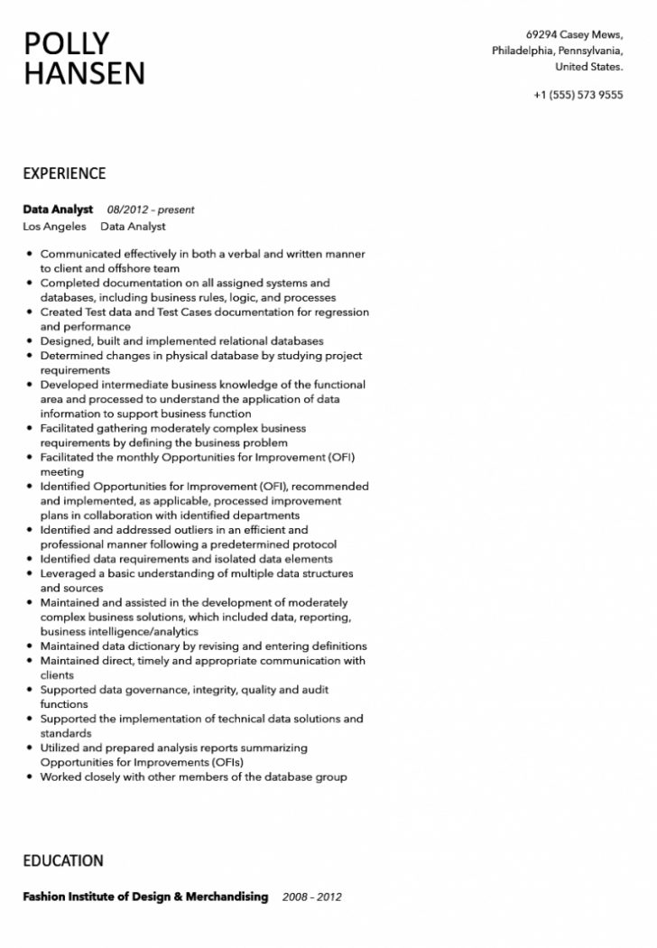 Data Analyst Resume - wikiresume.com