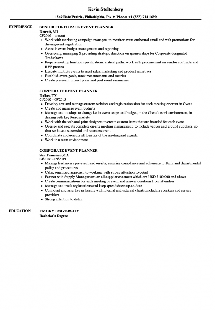 Event Planner Resume - wikiresume.com