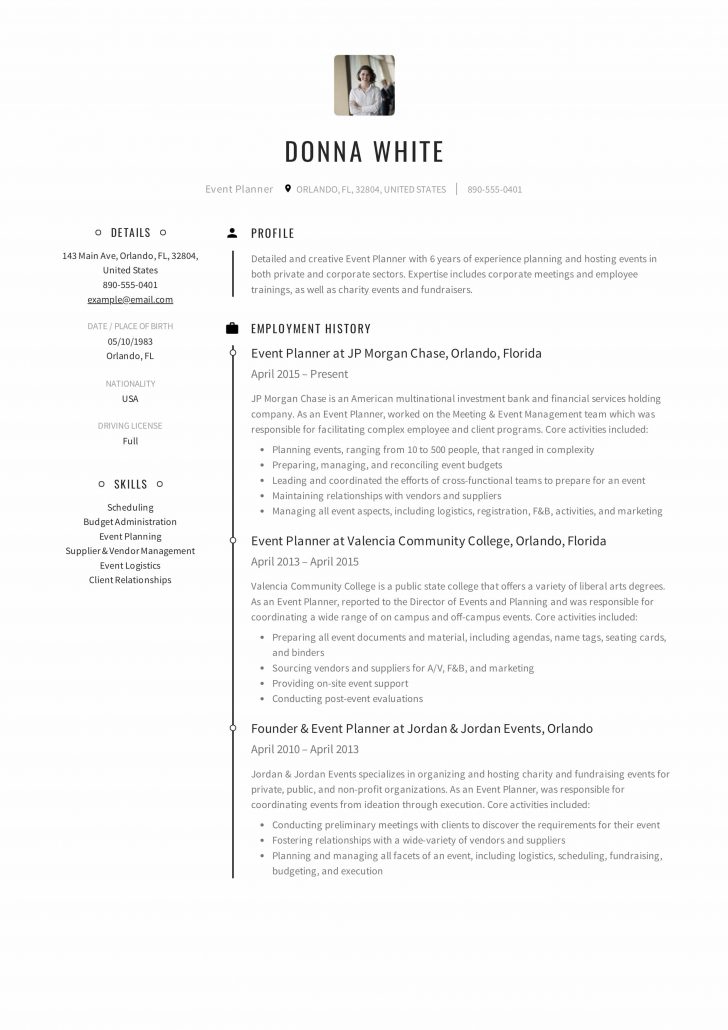 Event Planner Resume - wikiresume.com