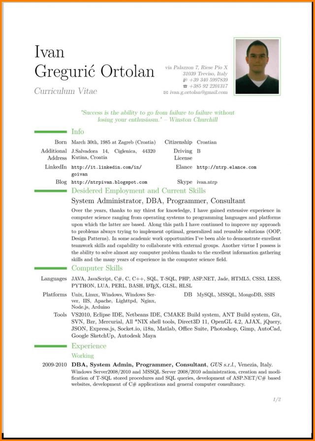 Example Of Resume English Cv Example Uk Resume In English Examples ...