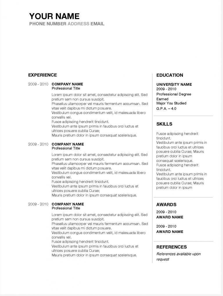 Free Resume Templates Microsoft Word - wikiresume.com