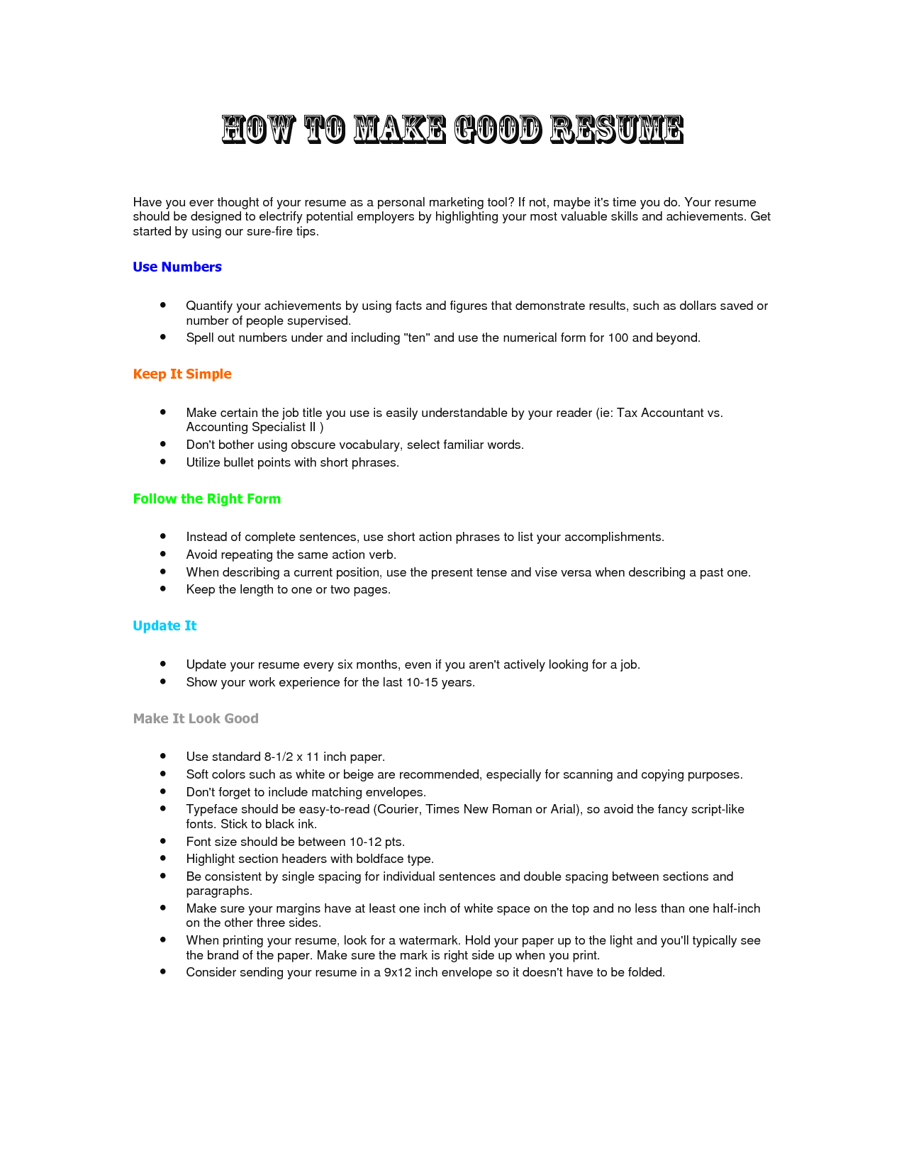 How To Make A Good Resume How To Write A Successful Resume Simple 