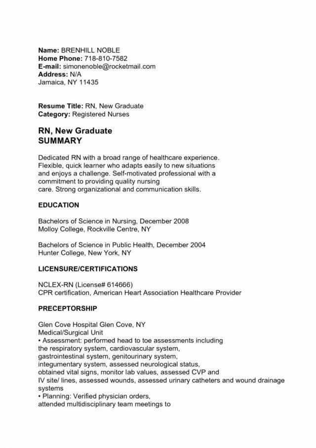 Nurse Resume New Grad Nursing Cover Letter New Grad Lpn New Graduate ...
