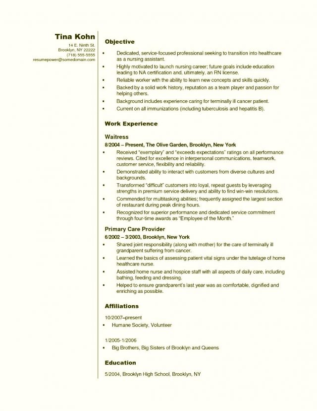 Nursing Assistant Resume Nursing Assistant Resume Objective Examples ...