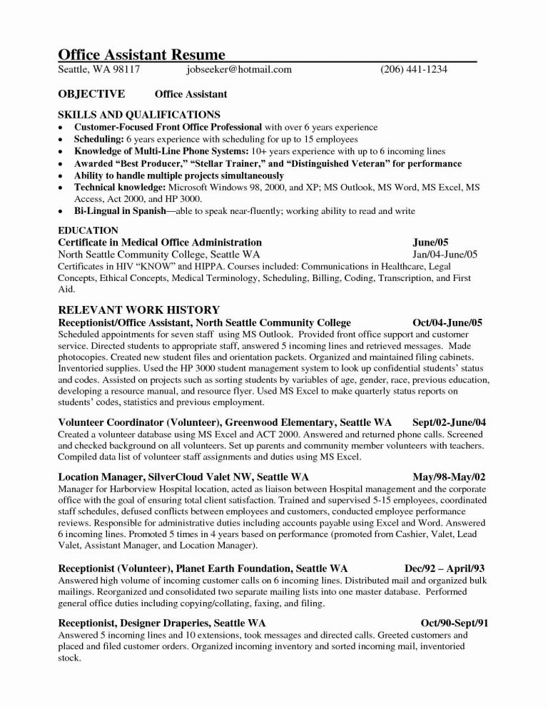 Office Assistant Resume - wikiresume.com
