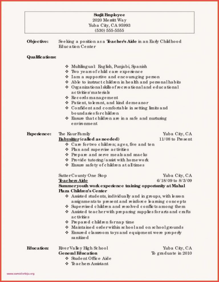 Preschool Teacher Resume - wikiresume.com