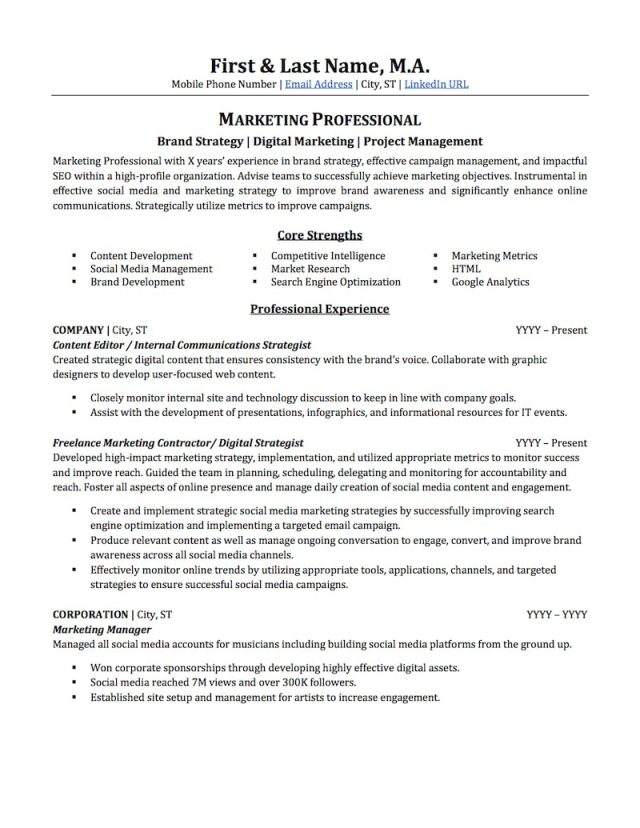Professional Profile Resume Example to Apply - wikiresume.com