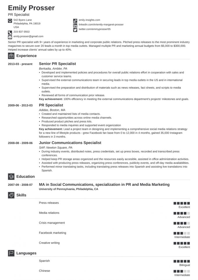 Public Relations Resume Public Relations Resume Sample Complete Guide ...