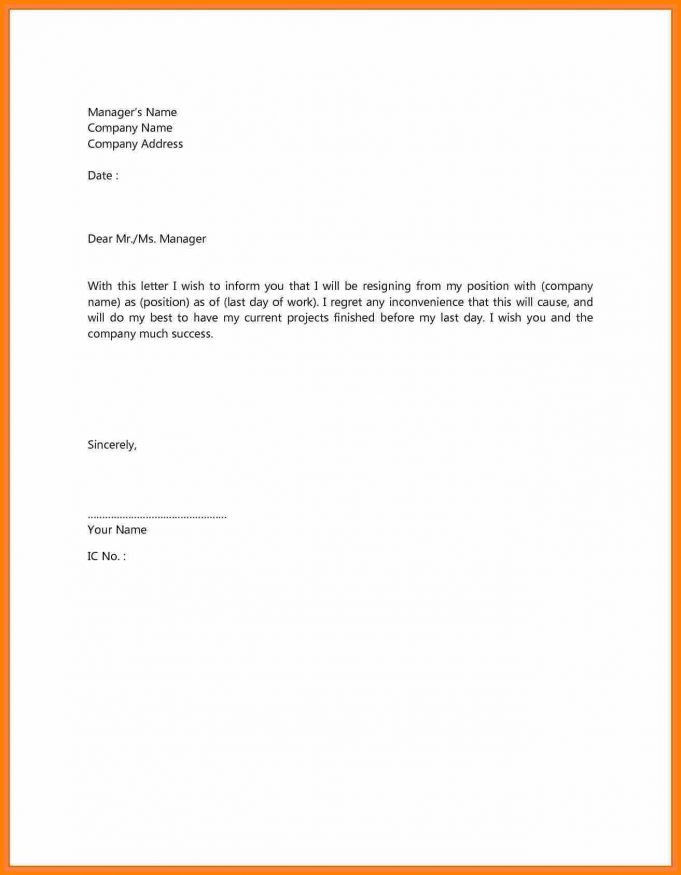 Resignation Letter Template Examples Of Resign Lettersexample Resign ...