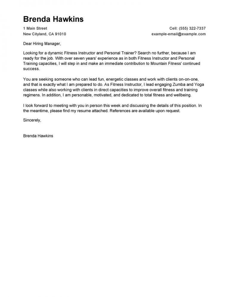 Sample Cover Letters Leading Professional Fitness And Personal Trainer ...
