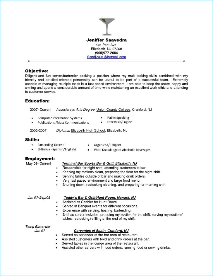 The Important Points in Server Resume Template You Must Have ...