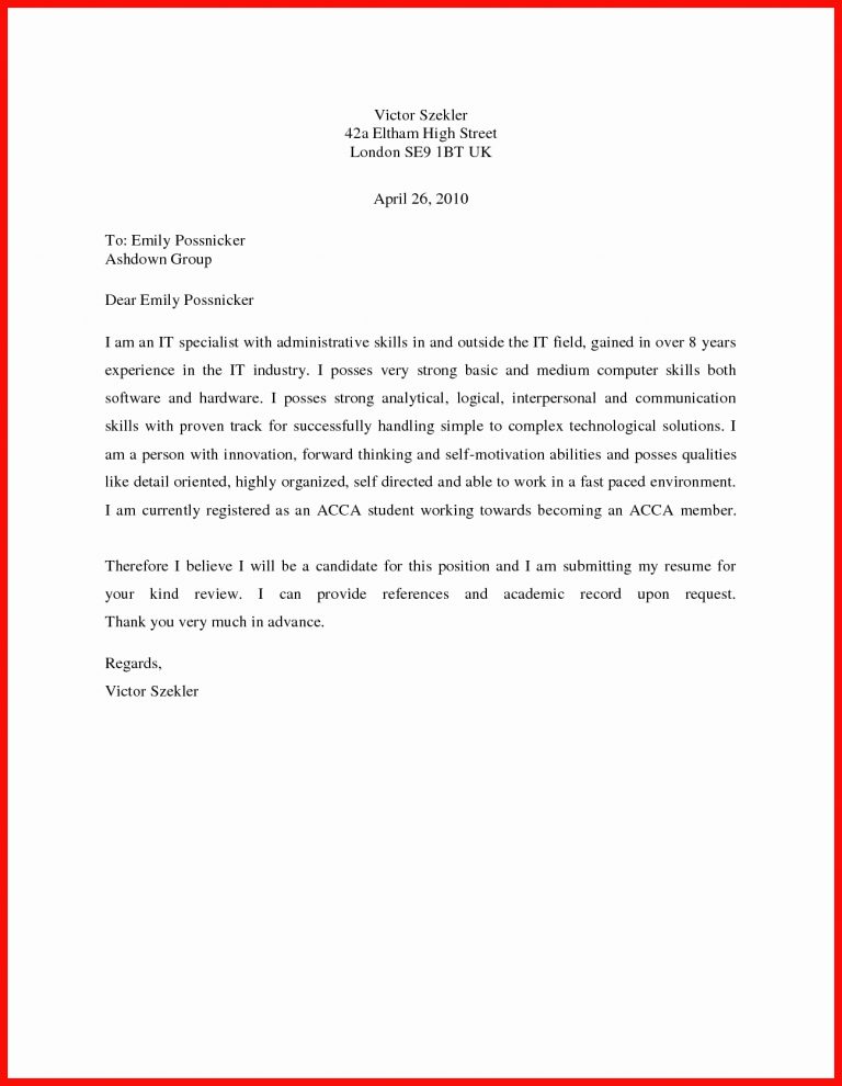 A Simple Cover Letter Example for You to Base Your Cover Letter From ...