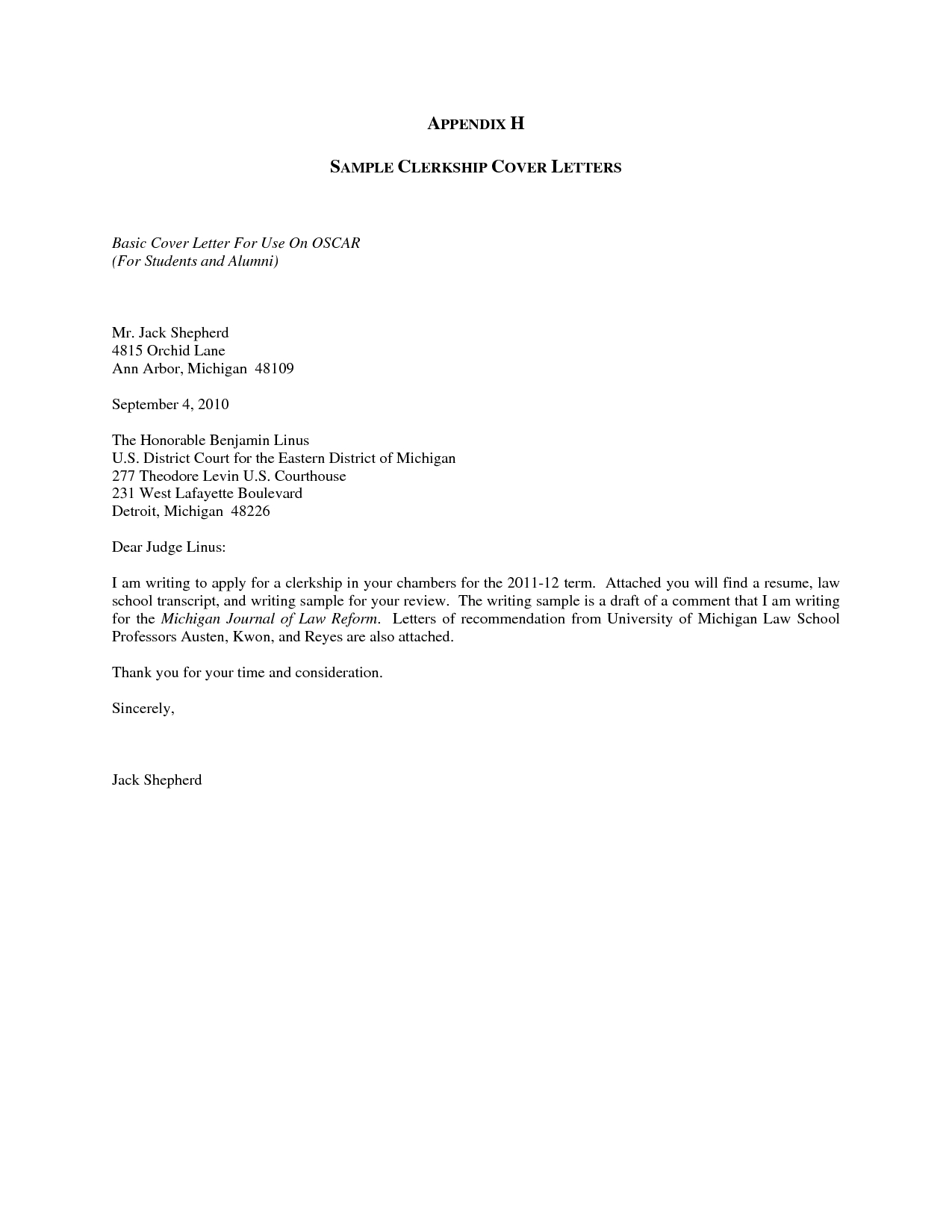 Simple Cover Letter Example Simple Cover Letter Example For Students