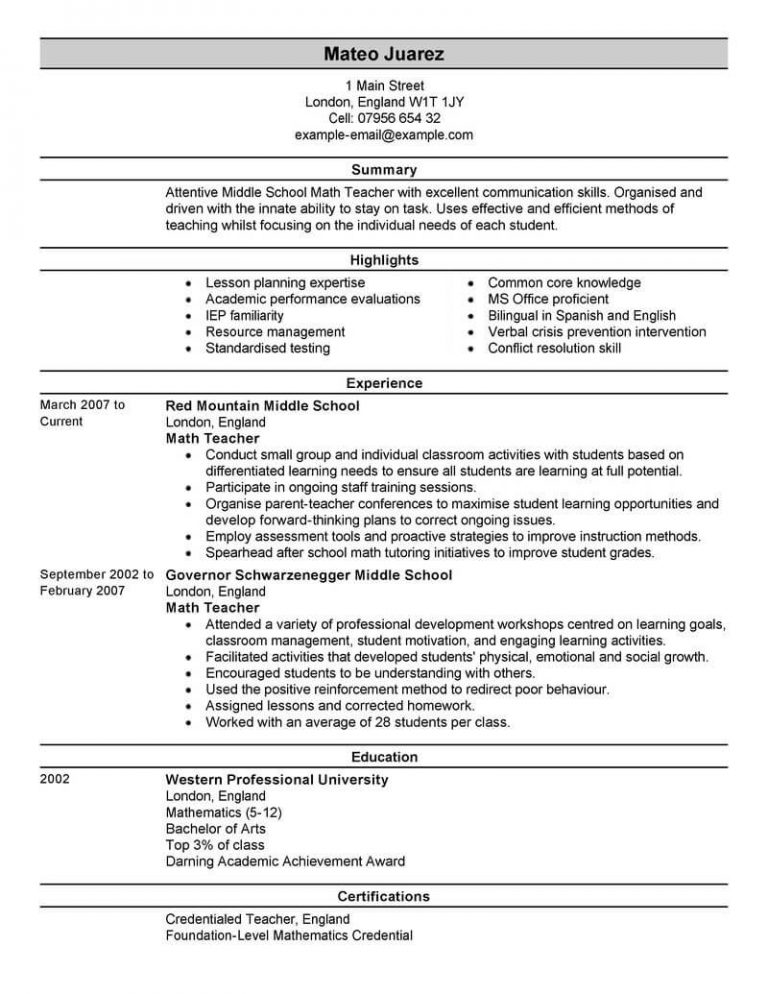 5 Details in Teaching Resume Examples - wikiresume.com