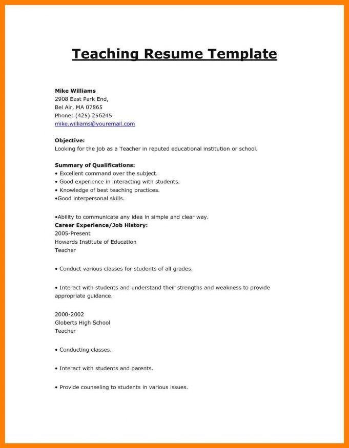 Teaching Resume Template Teacher Resume Sample Complete Guide Examples ...